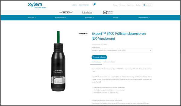 Xylem Analytics | Neue Füllstandsensoren für den EX-Bereich